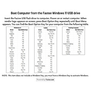 Fastoe Bootable USB Flash Drive Installer for Windows 11 Pro/Home