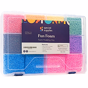 Special Supplies Fun Foam Modeling Foam Beads Play Kit, 12 Blocks Children’s Educational Clay for Arts Crafts Kindergarten, Preschool Kids Toys Develop Creativity, Motor Skills, Reusable Container