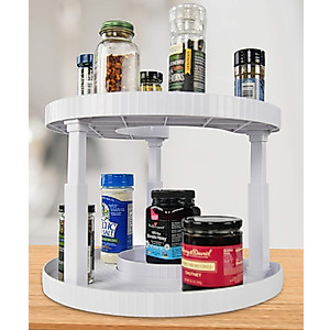 HOME-X Rotating Spice Rack, Lazy Susan Cabinet Organizer, Pantry Rack, Medicine Cabinet Organizer, Rotating Storage, 13" L x 10 ¾" W x 10 ¼” H, White