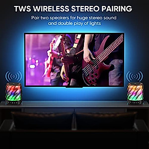 LFS Bluetooth Speaker with Lights, Portable Wireless Speaker, Powerful 20W Sound, IPX5 Waterproof, 7 Color Lights, 20H Playtime, Night Light Party Speakers, Perfect for Home, Outdoor, Holiday