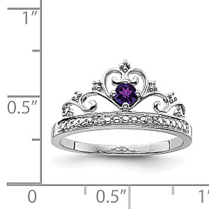 IceCarats 925 Sterling Silver Diamond Purple Amethyst Ring Gemstone Band Size 6