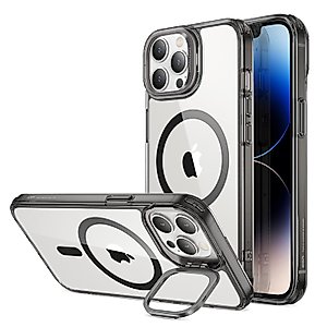 ESR for iPhone 13 Pro Max Case, Compatible with MagSafe, Built-in Camera Ring Stand, Military-Grade Protection, Magnetic Phone Case for iPhone 13 Pro Max, Classic Series, Clear Black