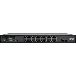 Tripp Lite 24-Port Gigabit Ethernet Switch Rackmount Metal 1U, 2 Gigabit SFP Ports 10/100/1000Mbps (NG24)