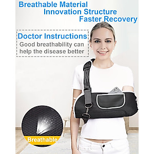 DouHeal Arm Sling Shoulder Immobilizer, Medical Rotator Cuff Support Brace with Pocket, Sling for Shoulder Injury, Arm Injury, Left & Right Arm, Men & Women, for Dislocated, Fracture, Strained (Large)