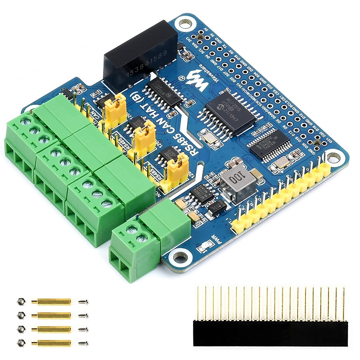 RS485 CAN HAT (B) for Raspberry Pi 4B/3B+/3B/2B/Zero/Zero W/Zero 2W/ Zero 2WH, 2-Ch RS485 and 1-Ch CAN, Industrial Grade Isolation Protection, Bulit-in ADI Magnetical Isolation, TVS Diode, etc