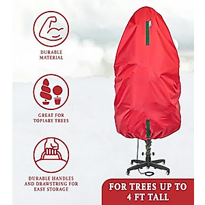 Upright Christmas Tree Storage Bag – For Topiary Trees up to 4 ft Tall – Holiday Tree Covers, for Christmas Trees and Topiary Trees Durable, Lightweight, Easy, Vertical Xmas Storage Bags