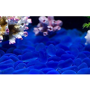 Gorgeous Aquarium Decorated with Aquarium Decorations Glass Beads Aquarium, 1LB Enough Decorative Gravel Rock Gravel Pebbles gem (Dark Blue)