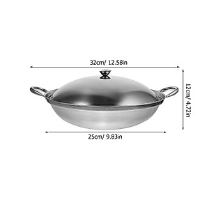 Stainless Steel Seafood Pot with Handle Cooking Pot Steel Frying Pan Flat Base Hot- pot for Noodle Ramen Dry Cooking Pan
