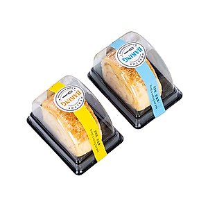 XIZHI 50 Pcs Roll Cake Box Set Single Personal Swiss Roll Container and 50 stickers,Clear Dome Plastic Muffin Cheese Pastry Dessert Sushi Fruits Display Food Storage Holder，Brown