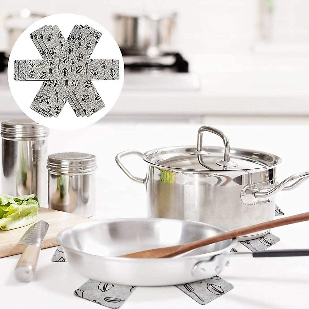 XUTONG Pot and Pan Protectors, Set of 12 and 3 Different Size, Cookware Protector Set/Pots and Pans Dividers/Pans Separator Anti-Slip to Avoid Scratching or Marring When Stacking