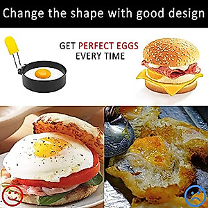 Bulckrew Egg Rings Mold Set, 2PCS Stainless Steel Egg Cooking Rings Cooking Tools, Pancake Mold for frying Eggs and Omelet