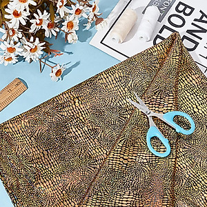 MAYJOYDIY 1 Yard Gold Snake Skin Texture Faux Leather Fabric 62.2inch Width Gilding Polyester Fabric Shiny Snake Skin Fabric for Sewing Crafts Clothing Accessories Handbag Apparel Party Decoration