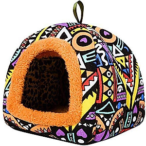 KAMEIOU Small Animal Hamster Hedgehog Small Guinea Pig Bed Hideout House Washable Warm Cartoon Hamster Hedgehog Chinchilla Ferret Guinea Pig Cage Hammock Beds for Small Animals Guinea Pig Accessories