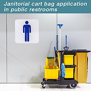 Cleaning Cart Bag Zippered Front Replacement Janitorial Cart Bag 24 Gallon Large Capacity Commercial Cleaning Bags for Cleaning Cart Housekeeping Carts, Yellow (33 x 16.8 x 10.5 Inch)