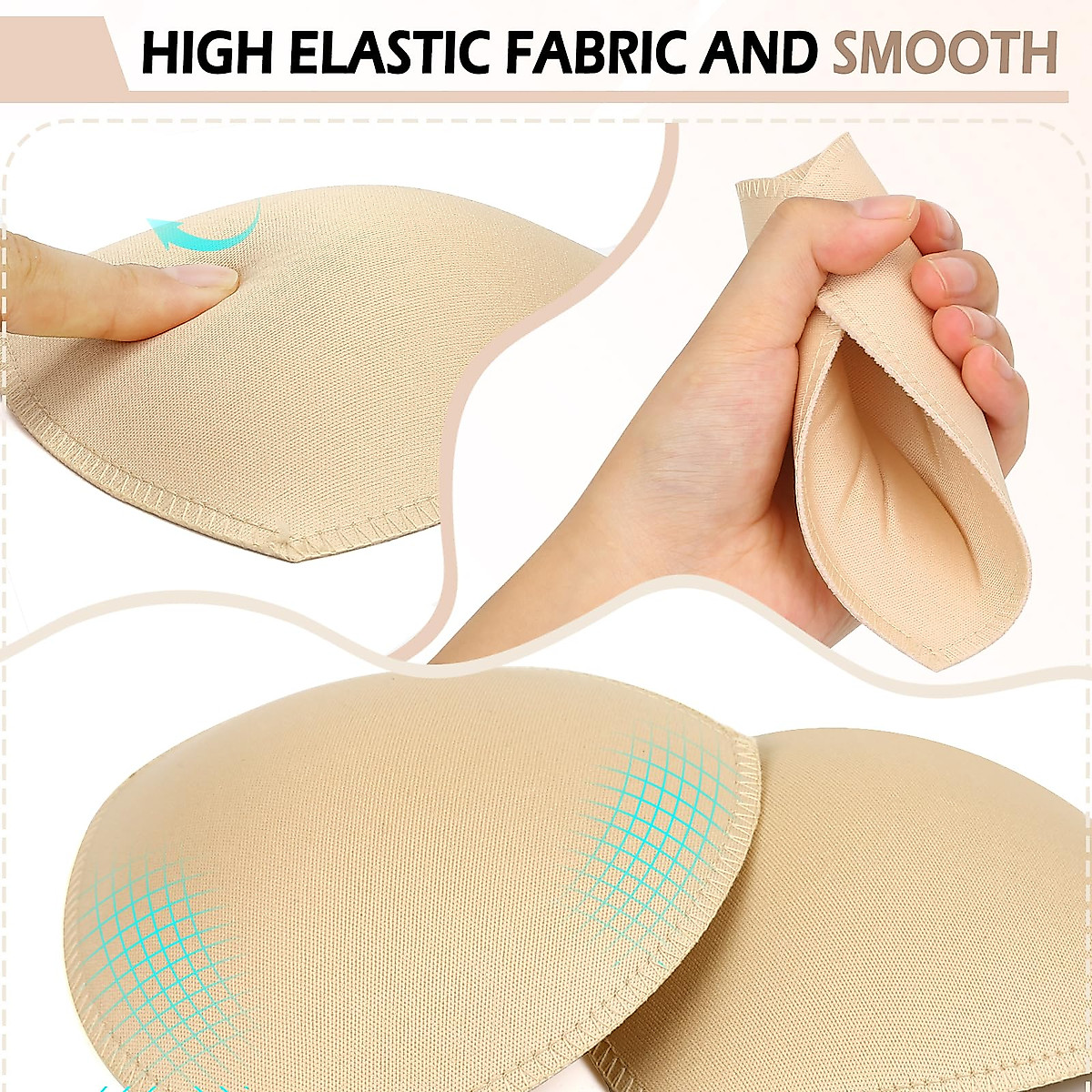 Fypxd 6 Pairs Removeable Bra Pads Inserts Push up for Sport Bra and Bikini Tops Beige