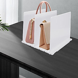 Bagentry 1 Set 3 Dividers Adjustable Plastic Closet Shelf Divider, Detachable Handbag Purse Dividers for Closet, Shelf Separators in Closet Vertical Storage Organizer for Bedroom Bathroom