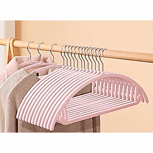 10 PCS Flocking Hanger Non-Slip no Trace Drying Rack Home Wardrobe Storage and organizing Hangers 【Ovalmodel】 Pink