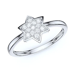 PRSTANI Real 10K White Gold Five-Pointed Star Top Full of Simulated Diamonds Engagement Ring Promise Ring (6)