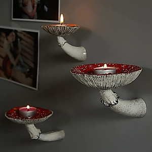 Eaarliyam Wall Shelves, Mushroom Hanging Shelf, Wall Floating Shelf, Resin Storage Shelves Ornaments for Bedroom Living Room Bathroom (Size: M)