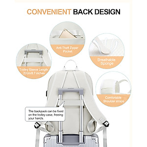 suradar Laptop Backpack for Women,Waterproof Backpack Purse Womens Business Computer Work Backpack Casual Daypacks University Backpacks Fits 15.6 Inch Laptop Bag Beige