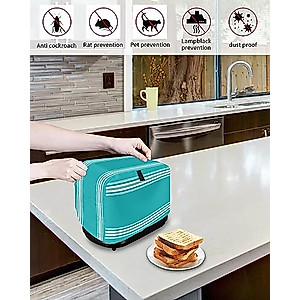 Toaster Cover, 4 Slice Toaster Cover Farmhouse Aqua White Stripe Kitchen Small Appliance Covers, Dust and Machine Washable Bread Maker Cover (12w X 11d X 8h)