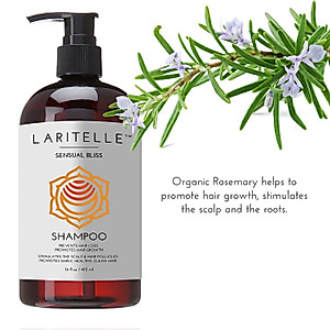Laritelle Organic Shampoo 17.5 oz. Argan Oil, Rosemary, Palmarosa. Promotes Hair Growth, Prevents Hair Loss. GF