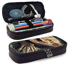 NiYoung Fashion Big Capacity Pencil Pen Case Stationery Box Desk Organizer with Zipper Storage Pouch Holder for School & Office Supplies - Funny Bearded Dragon Lizards