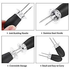 AUGSUN 10Pcs/5 Pairs Corn Holders, Stainless Steel Corn on The Cob BBQ Fork Skewers for Home Cooking Parties Camping(Black)