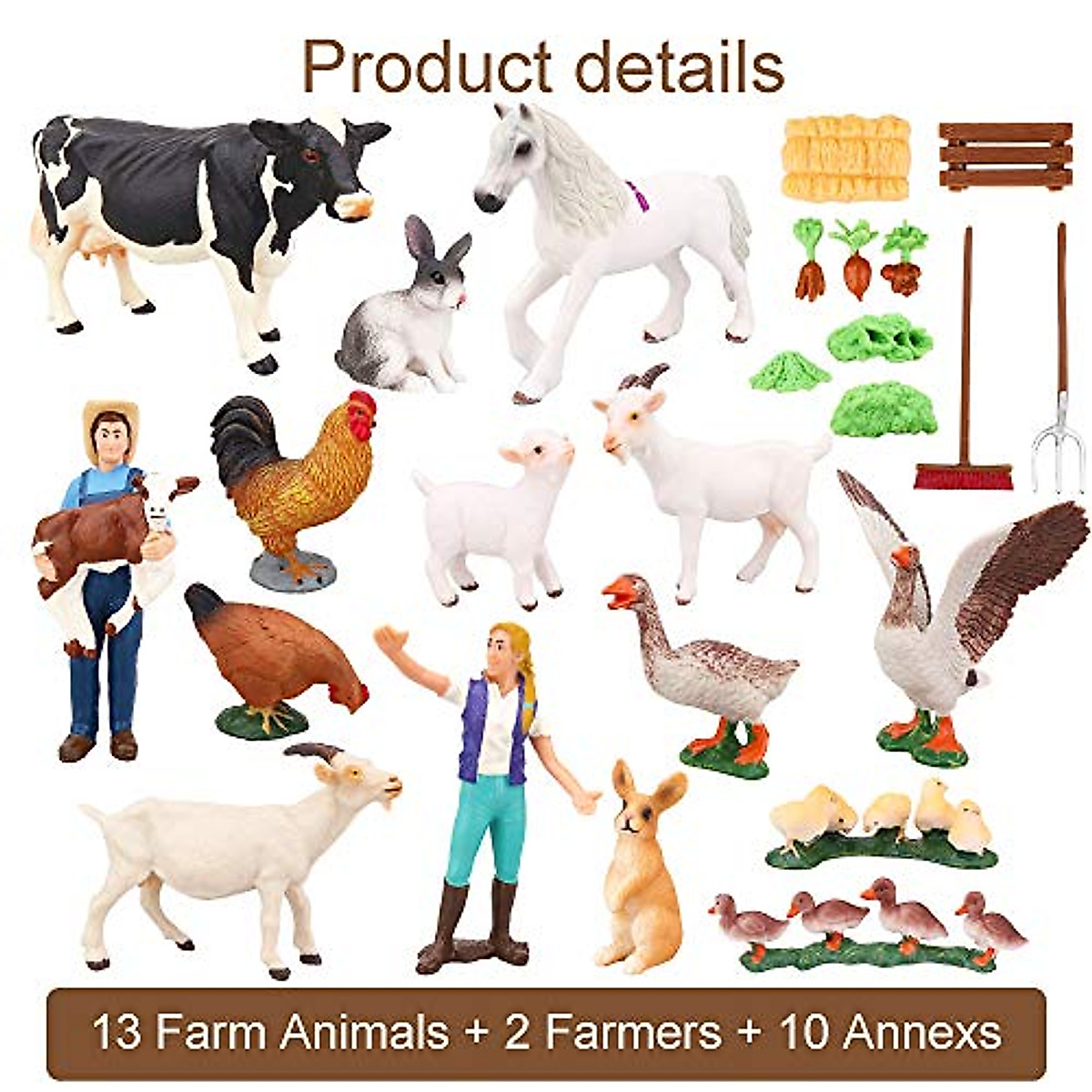 Toymany 40PCS Barn House Toys Farm Animals Figures with Fence Farm Playset, Plastic Farm Figurines Farmhouse Toys, Farmers Horse Cow Hen & Fodders, Christmas Birthday Gift for Kids Toddlers