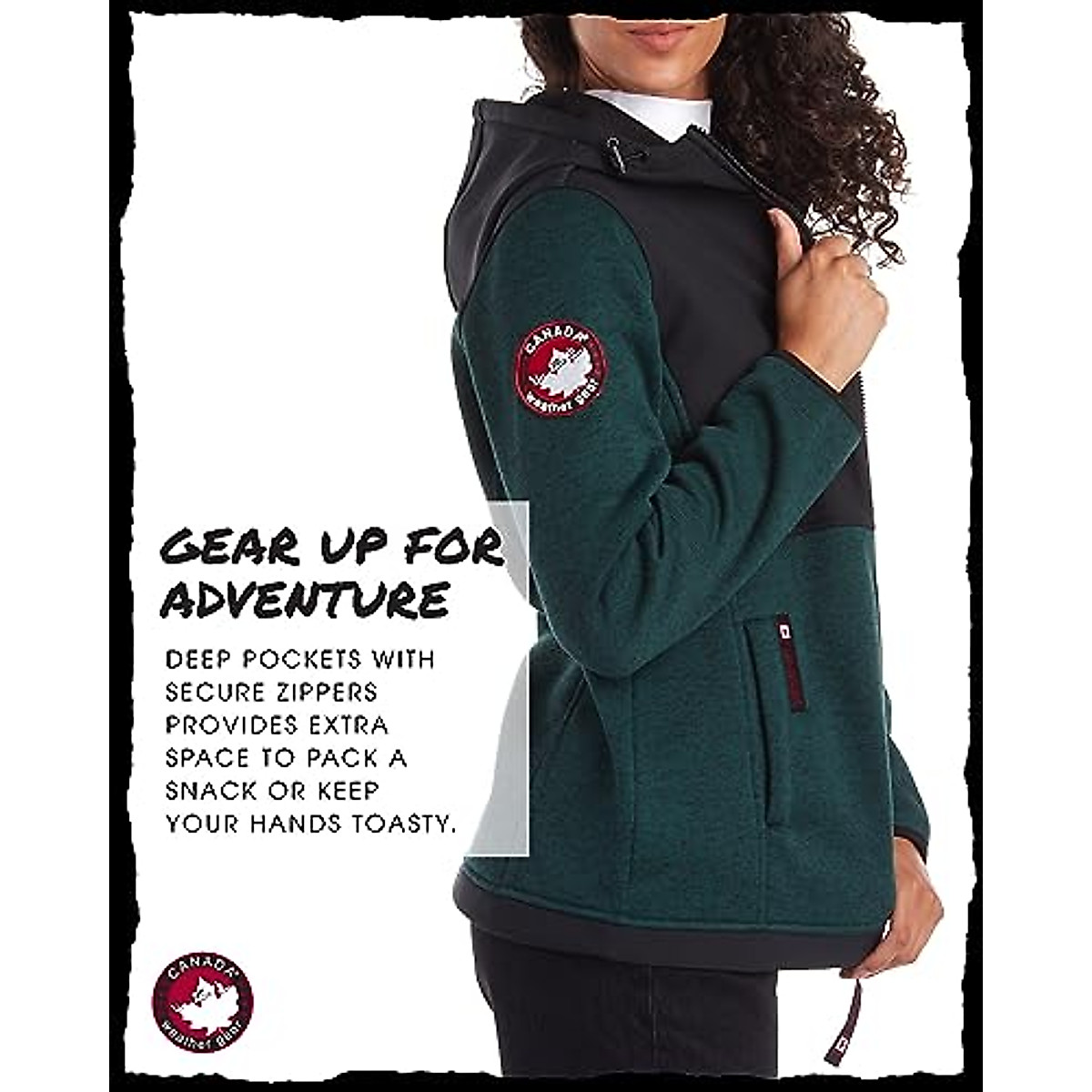 CANADA WEATHER GEAR Women’s Jacket – Lightweight Sweater Fleece Sweatshirt Jacket (S-XL), Size Large, Ponderosa Green