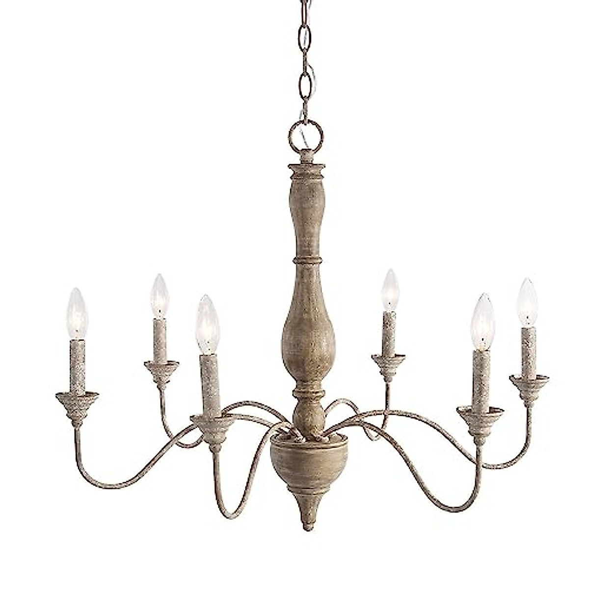 LNC French Country Chandeliers Wood 6 Lights Rust Arms for Dining, Bedroom, Living Room and Bathroom, Brown