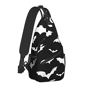 MuMuYun Sling Bag, Bats Halloween Goth print Crossbody Sling Backpack for Casual Shoulder Women And Men, Black