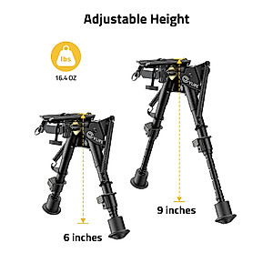 CVLIFE 6-9 Inches Carbon Fiber Rifle Bipod, Pivot Tilting Bipods for Rifles with Adapter Compatible with Mlok Swivel Bipod for Hunting and Shooting