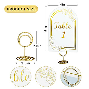 Wedding Table Numbers 1-20, 20 White Gold Table Number Cards with 20 Gold Table Number Holders, 1 Set of 20 Table Numbers for Wedding Reception(Card and Holder)