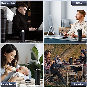 Portable Electric Kettle for Travel 110-240V Auto, Portable Kettle with LCD Display, 4 Temperature Settings, 4 Colors LED, 350ML & 304 Stainless Steel