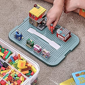 AEEISHOMEREFORM Toy Organizer Bins with Compartments, Building Blocks Storage, Storage Containers for Building Brick Storage, Plastic Stackable Organizer Bin Toy Chest (Green)