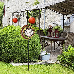 MUMTOP Outdoor Thermometers for Patio - Wall Thermometer, Indoor Outdoor Thermometer with Garden Stake for Home and Garden Decor (Sun and Moon)