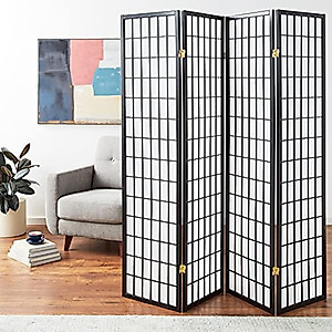 ORE International 4-Panel Shoji Screen Room Divider, Black