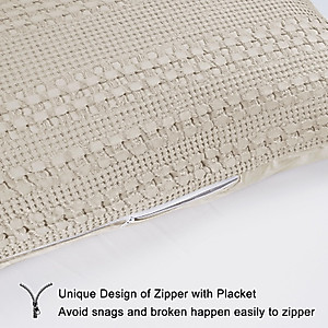 PHF 100% Cotton Waffle Body Pillowcase with Zipper, 1 Pack 20" X 54" Soft Breathable Skin-friendly Pillow Sham, Aesthetic Decorative Waffle Weave Body Pillow Cover, No Filling, Oatmeal