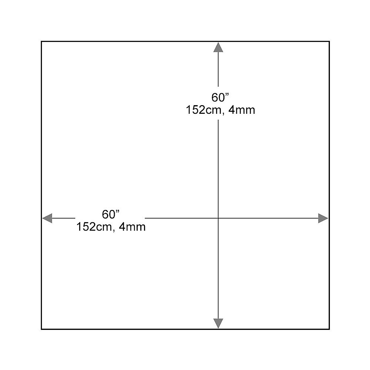Dulles Glass 60" Square Glass Table Top - Tempered - 1/4" Thick - Flat Polished Glass - Eased Corners