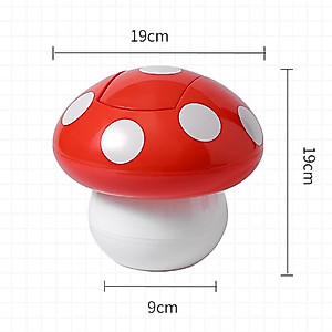 Altsuceser Mushroom Mini Trash Can with Swing Lid, Red, Plastic, 19cm