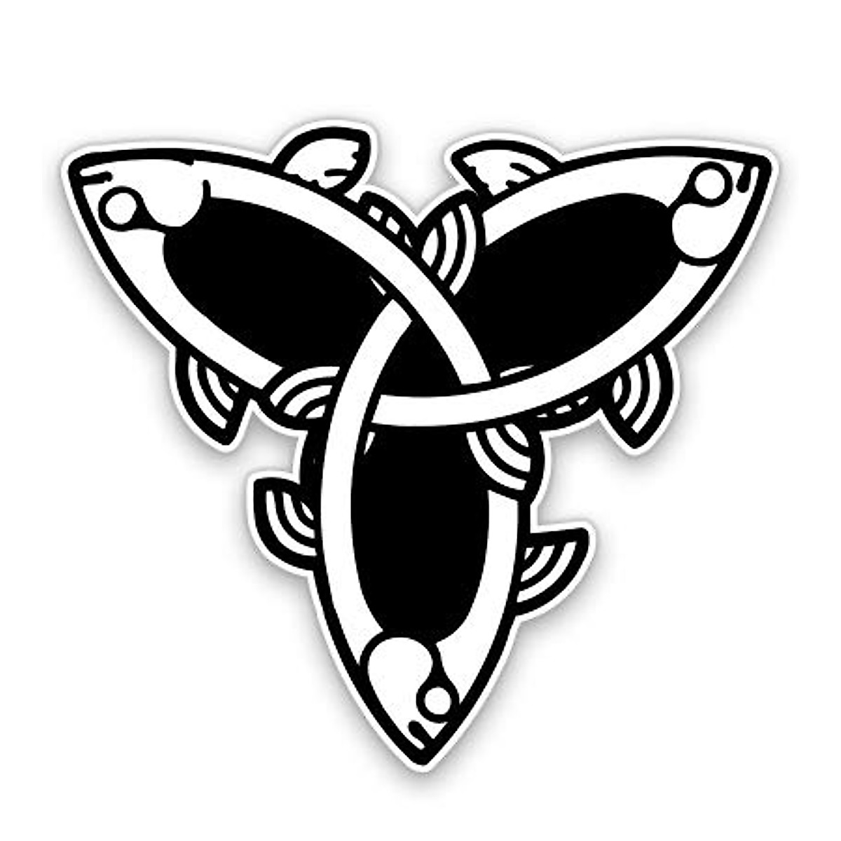 Trinity Fish Symbol - 3" Vinyl Sticker - for Car Laptop I-Pad Phone Helmet Hard Hat - Waterproof Decal