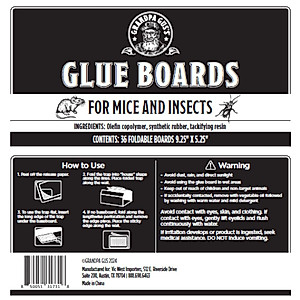 Grandpa Gus's Mouse & Insect Glue Board Traps, Extra-Long Foldable Pre-Baited Sticky Traps for Mouse, Roach, Spider, Ant & Fly, 9.25" x 5.25", Pack of 36