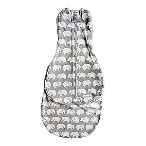 Woombie Grow with Me Baby Swaddle, Convertible Swaddle Fits Babies 0-9 Months, Expands to Wearable Blanket for Babies up to 18 Months, Stardust Grey Elephant