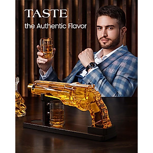Gun Whiskey Decanter Sets for Men, Kollea Liquor Decanter Set with Glass, Unique Birthday Gift Ideas for Men Dad Father, Cool Anniversary Stuff Gifts for Him Husband, Dispenser for Bar Drinking Party