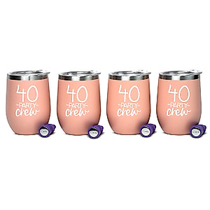 40 Party Crew Tumbler 4-Pack - 40th Birthday Gifts for Women – 40 Birthday Gifts for Women – 40th Bday Gifts for Women -40th Birthday Squad - 40th Birthday Crew - 40th Birthday Cups