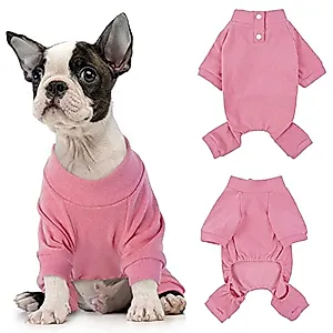 Kuoser Dog Pajamas Thermal Dog Onesie, Stretchable 4-Legs Design Doggie Clothes, Breathable Puppy Jumpsuits Cat Apparel, Hair Shedding Cover for Small Medium Dogs