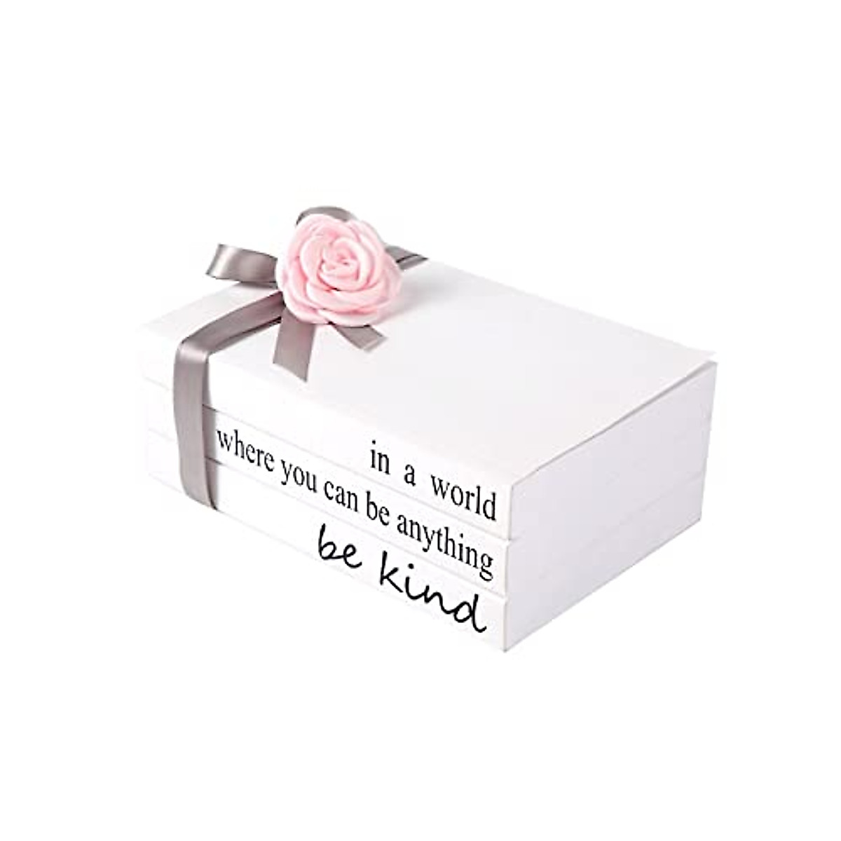 Be Kind Home Decor - Set of 3 White Books for Stacking and Staging on Shelves and in Rooms