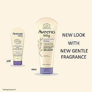 Aveeno Baby Calming Comfort Moisturizing Lotion with Relaxing Lavender & Vanilla Scents, Non-Greasy Body Lotion with Natural Oatmeal & Dimethicone, Paraben- & Phthalate-Free, 8 fl. oz