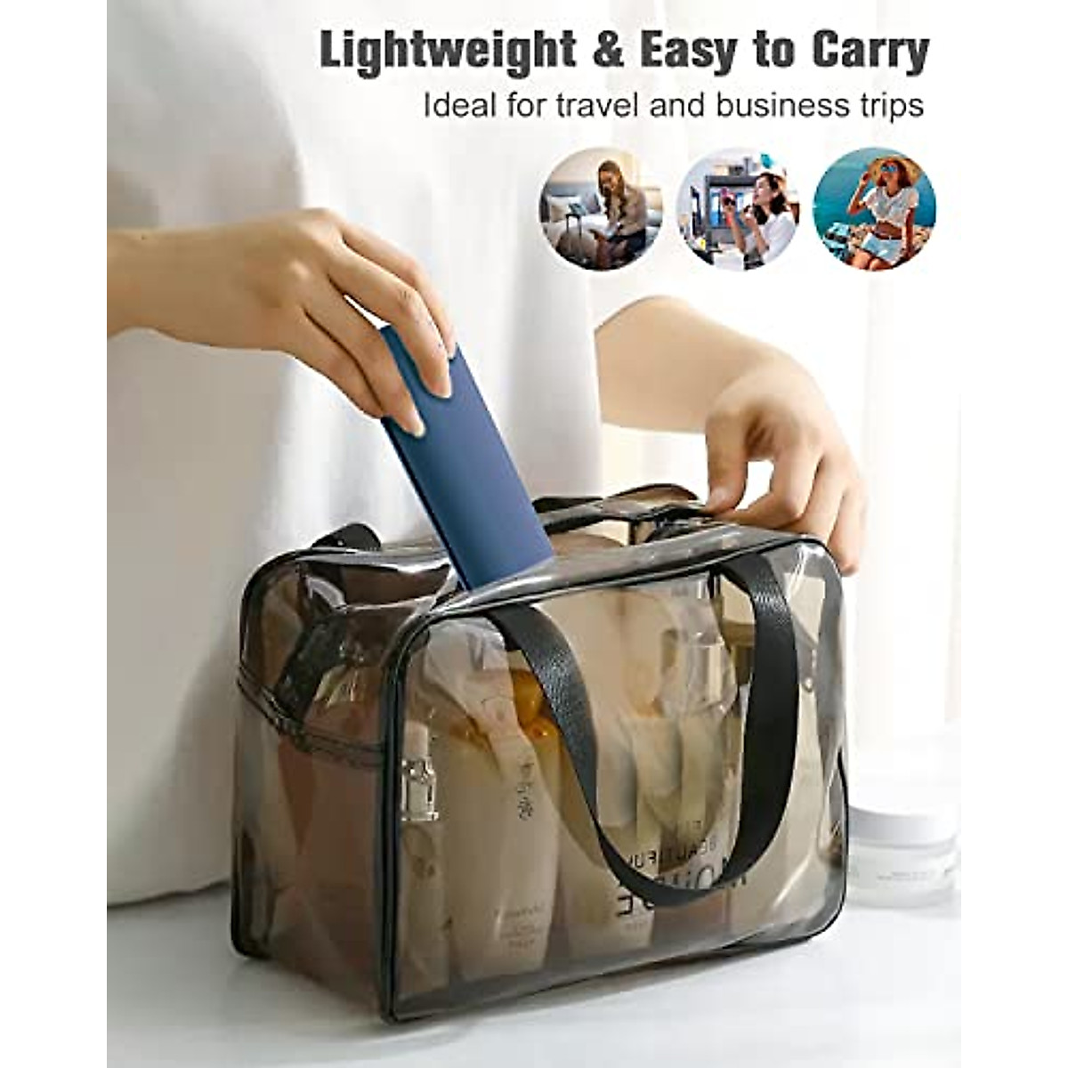 FERYES Large Travel Makeup Brush Holder, Magnetic Anti-fall Out Silicon Portable Cosmetic Face Brushes Holder, Soft and Sleek Makeup Tools Organizer for Travel- (8.27 * 2.36 * 1.57)